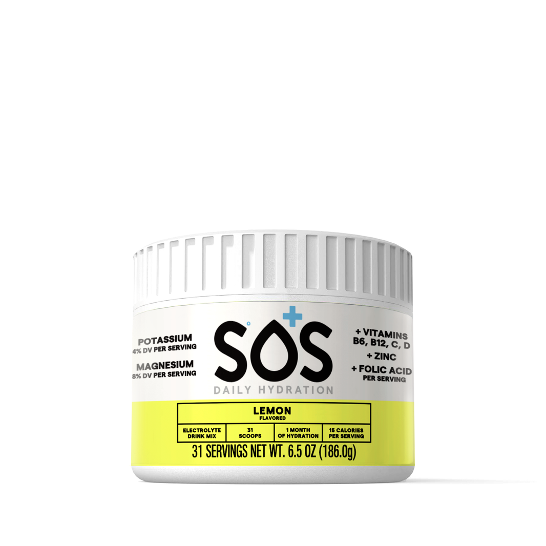 SOS Daily - Vitamin Enhanced Electrolyte Powder - Lemon 31 Serving Tub